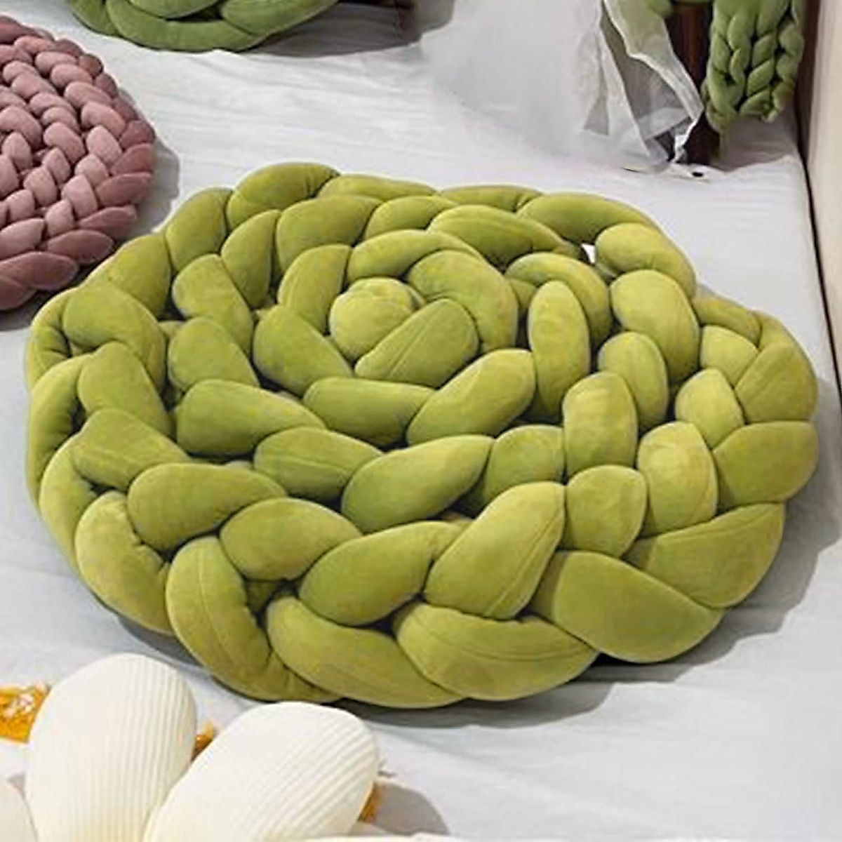 Velvet Chunky Bulky Giant Arm Knitting Yarn - Super Soft Tubular Weight Jumbo Yarn for DIY Crochet Hand Knitting Blanket, Pet Bed, Rugs, Pillow, Handbag (2.2LB - Green)