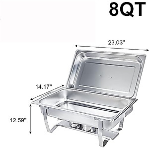 4 Packs Chafing Dish Buffet Set: 9 QT Stainless Steel Food Warmer - 9 Quart Buffet Servers with Fuel Holder & Water Pan - Chafer Set for Banquet Parties Even Catering Wedding (4 Packs)