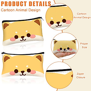 Hosuly 24 Pcs Bulk Cartoon Zipper Pencil Case Pouch Cute Cartoon Animal Pen Bag Multicolored Cat Bear Shark Bunny Canvas Pencil Pouch Organizer for Boy Girl Stationary Storage School