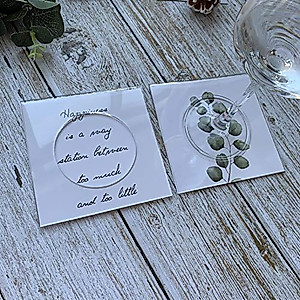 Set of 6 Clear Acrylic Coasters with Insert for Cocktail Napkins