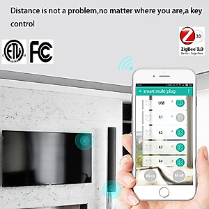 Zauzau Zigbee Smart Power bar(Tuya ZigBee Hub Required) Surge Protector USB Power 5Ft Extension Cord with 4 USB Ports & 4 AC Outlets,Compatible with Alexa,Google Assistant,Voice Control