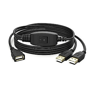 Vrllinking USB Splitter Cable,Printer Sharing Switch Cable, USB Splitter 2 Male 1 Female for Printer, Scanner, Speaker, Keyboard, Mouse Etc, with Printer Cable (5ft/1.5m)
