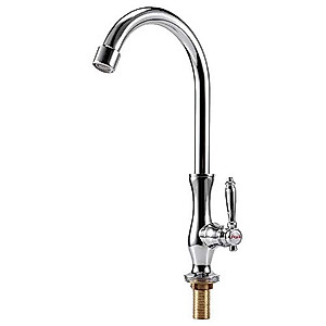 ANGGREK Kitchen Faucet - G1/2" Male Thread Kitchen Sink Faucet 360?Rotatable Easy Install Drinking Water Tap High Arc Vertical Cold Water Faucet