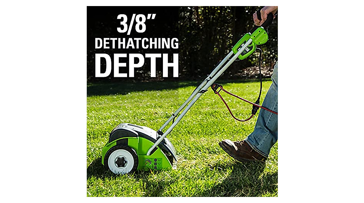 Greenworks 14-Inch 10 Amp Corded Electric Dethatcher for Lawn Care