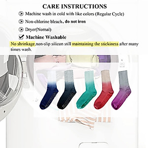 FYOURH Socks with Grippers for Women - 2 Pairs - Tie Dye Pilates Grip Socks - Non Slip Socks Women - grip socks for women - Crew socks for women - Navy