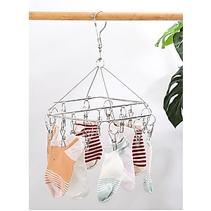 WudTus Sock Dryer Rack, Large Stainless Steel Laundry Drying Rack for Air Drying Sock Hanger, Underwear Hanger, Clothes Hangers (2 Pack Hexagonal)