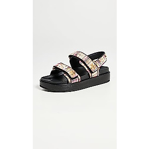 Tory Burch Women's Kira Two Band Sport Sandals, Pink/Perfect Black, 8 Medium US