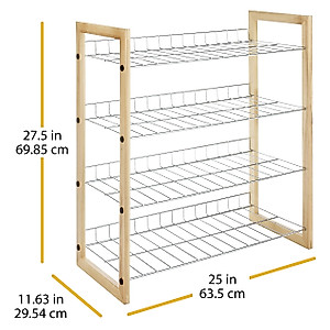 Whitmor 4 Tier Storage Organizer-Natural Wood and Chrome Closet Shelf