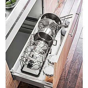 Yamazaki Home Tower Adjustable Lid & Pan Organizer – Kitchen Drawer Storage Shelf Rack.