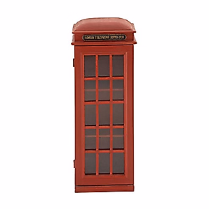 Deco 79 Wooden Telephone Room Storage Unit Vintage London Booth 2 Shelf Storage Cabinet, Accent Cabinet 11" x 9" x 30", Red