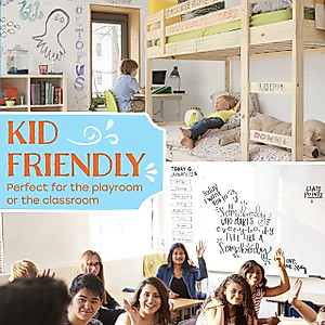 MMFB White Board Sticker Dry Erase, Chalkboard Wallpaper Stick and Peel Adhesive Roll with 4 Ery Erase Chalk Markers for Wall, Tables, Schools, Home (17.8" X 108", 1 Pack)