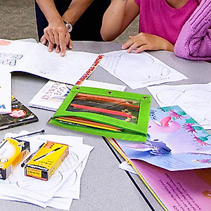 YOUSHARES 3 Ring Binder Pencil Pouch - 5 Pack Colored Pen Holder Zipper Pencil Case, Handy Organization Binder Pockets with Clear Window for School, Office and Art