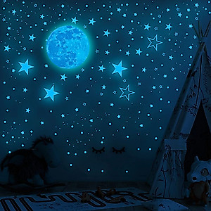 Zeelina Glow in The Dark Stars for Ceiling 1049 Pieces Adhesive Wall Stickers Including Glow Stars and The Moon,Glowing Stars for Ceiling and Wall Decals,Perfect for Kids Bedroom and Kids Birthday