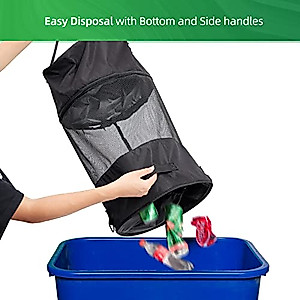 EZAKIE Boat Trash Bag Large Boat Trash Can for 80+ Cans, Boat Trash Container with Bottom Zipper Opening, Outdoor Boat Garbage Sack Storage Bag Hanging Portable Mesh Fishing Boat Accessories (Black)