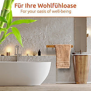 ECENCE Hand Towel Holder Bamboo Wood Adhesive Wall Mounted, Hand Towel Bar for Bathroom Guest Hand Towel Rack 15.16"