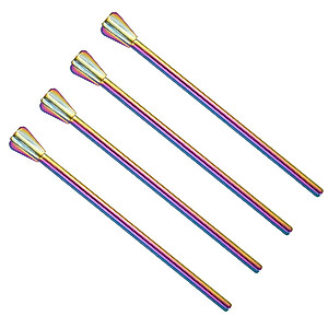 DOITOOL 4pcs Stainless Straws Smoothie Straw Drink Whisk Drink Stirrers Metal Drinking Straw Beverage Straws Reusable Bubble Tea Straw Cocktail Straw Blender Mixing Spoon Symphony Tumbler