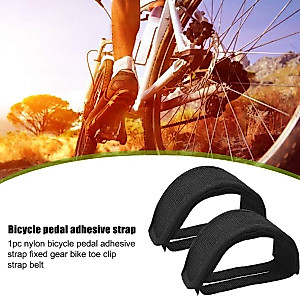 HQdeal 1 Pair Universal Bicycle Fixed Strap Anti-Slip Double Adhesive Pedal Toe Clip Strap Cycling Pedal Accessory (Black)