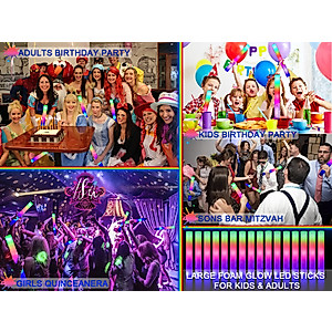 16" Foam Glow Sticks, 50 PCS, A Hit As Christmas Party Favors for Crazy Teen 12+: Durable & Reusable, Safety Lightsaber, Led Lights Glow in the Dark Party Supplies for Birthday | Wedding | Pool