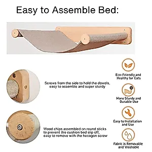 Purife Cat Hammocks Wall Mounted for Indoor Cats -Large Cat Shelves and Perches for Wall, Wall Beds & Furniture for Kitty or Cats, Sturdy Soft Hammock Beds for Climbing, Playing, Sleeping, Lounging