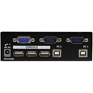 StarTech.com 2 Port VGA USB KVM Switch - VGA KVM Switch - 1920x1440 - USB 2.0 - KVM Video Switch , TAA (SV231USB)