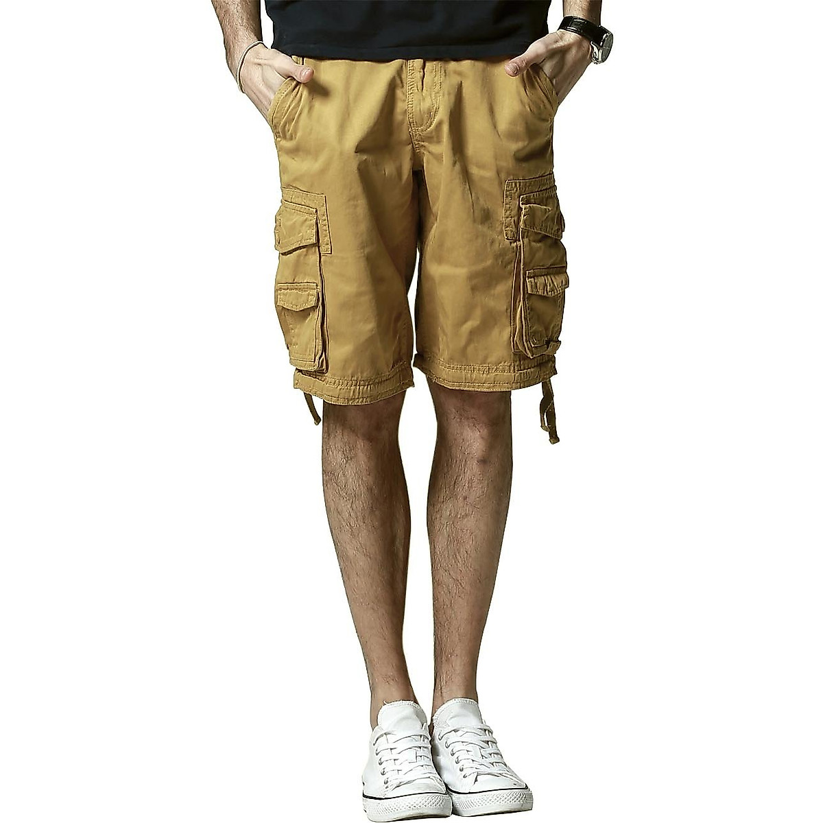 Match Men's Twill Comfort Cargo Short Without Belt #S3612 (Label Size 4XL/40 (US 38), Khaki)
