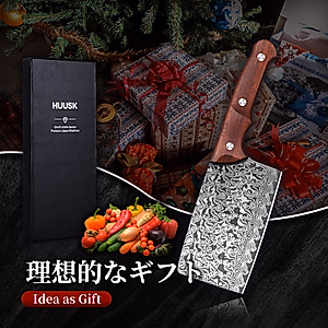 Huusk Meat Cleaver Knife Fillet Knife for Meat Cutting Vegetable Cleavers with Ergonomic Handle Chopping Knives for Kitchen Japanese Boning Knife Meat Butcher Knife for Fish Chincken Gift for Dad