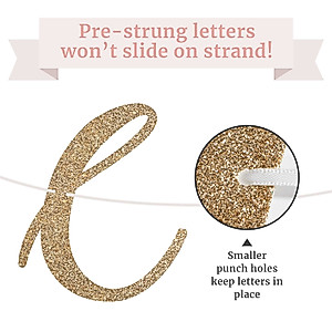 Pre-Strung Feliz Cumpleaños Banner,NO DIY,Gold Glitter Spanish Happy Birthday Party Banner,Pre-Strung Script Garland on 6 ft Strands,Gold Birthday Party Decorations & Decor. Did we mention no DIY?