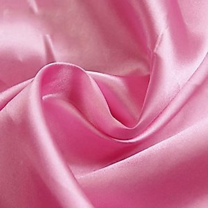 YJKIS 59" Solid Color Satin Fabric Charmeuse Fabric for Wedding Decoration DIY Dress Crafts, Medium Pink, 5 Yards