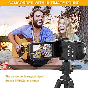 Vmotal Video Camera Camcorder Digital Camera Recorder 2.7K 42MP 3.0 Inch 270 Degree Rotation LED Light Vlogging YouTube Recorder 18X Digital Zoom with 32GB SD Card Kid Teens