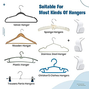 WXOIEOD 60 Pieces Space Saving Clothes Hanger Connector Hooks for Standard Hangers, Cascading Plastic Huggable Hangers Outfit Organizer Heavy Duty Extender Connection Closet Hook for Coat Shirt Pants