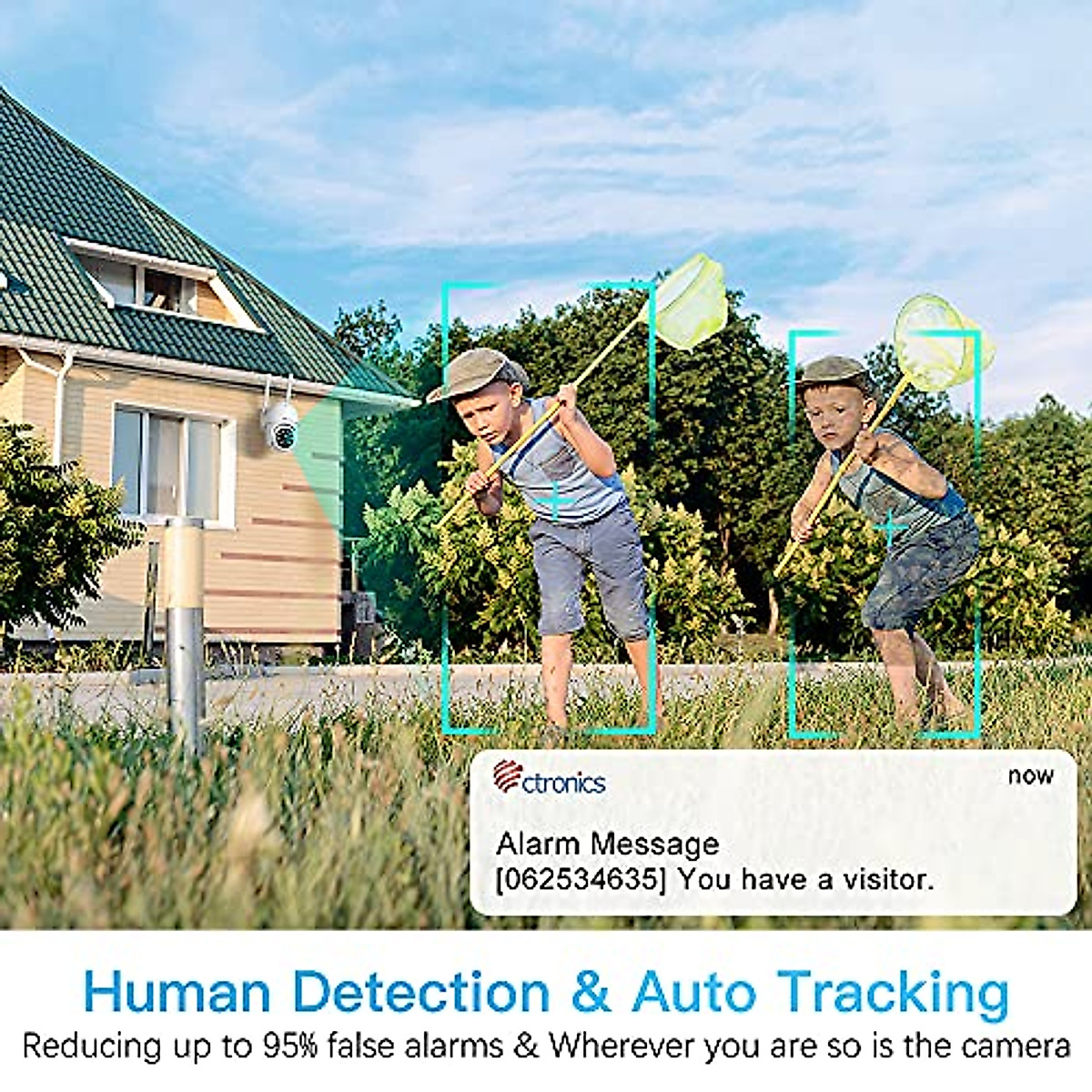 2K 4MP Security Camera Outdoor, 2560×1440P Ctronics PTZ Camera Outdoor 2.4G WiFi CCTV IP Camera for Home Security Human Detection & Auto Tracking Custom Sound Alarm Color Night Vision 2-Way Audio IP66