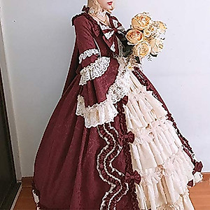 Mensch Women's Victorian Gown French Lolita Dress Princess Costume Renaissance Dress Flare Sleeve Court Cosplay Smocked Tiered Dress Costume