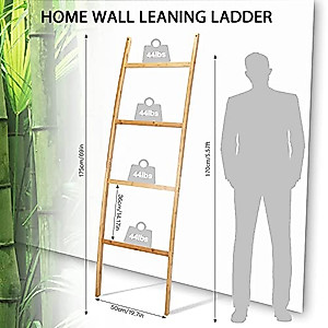 Cupike Bamboo Towel Ladder for Bathroom - Blanket Ladder Farmhouse for Living Room - Decorative Ladder - 6ft