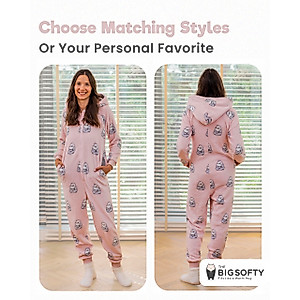 The Big Softy Adult Onesie Pajamas for Women, Cute Onesie for Women or Teens, Fleece Onesie Adult, Teen PJs (Pink Sloths, Adult - Small)
