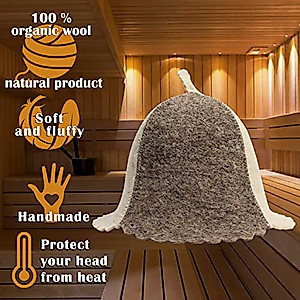 ASKOLD Wool Sauna Hat Gray White Colors - Sauna Hat Finnish - Ukraine Sauna Hat Wool - Russian Banya Hat for Men - Sauna Hat for Men - Sauna Hats Russian