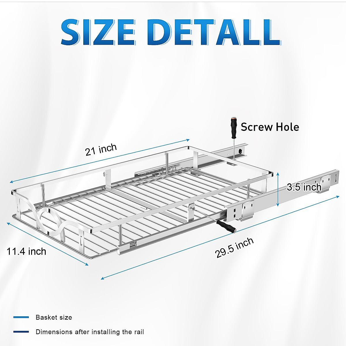 Tksrn Pull Out Cabinet Organizer(12" W x 21" D),Cabinet Drawers Slide Out Shelves for Kitchen,Under Sink Organizer Storage for Cabinet in Home, Pantry, Bathroom（NEED 13" W and 22" D Cabinet）