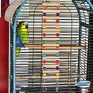 POPETPOP Bunny Toys Bird Ladder Parrot Toys - Natural Wood Step Ladder Swing Bridge for Pet Hamster Parakeet Trainning Playing Birds Cage Accessories Rabbit Toys