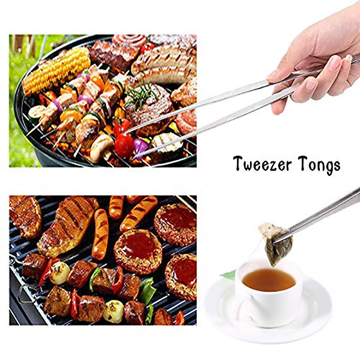 2 PCS 12 Inch Tweezer Tongs,Stainless Steel Tweezers Tongs,Kitchen Cooking Tweezer Tongs with Precision Serrated Tips for Baking Decorating Beauty & Sea Food