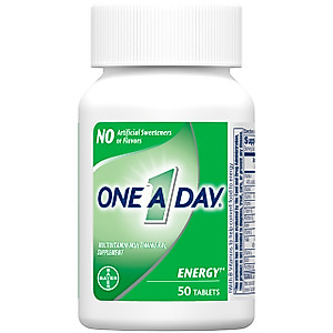 One A Day Energy Multivitamin with Vitamin A, C, D, E, Zinc for Immune Health*, Caffeine, Biotin, B6, B12 & More, 50 Tablets