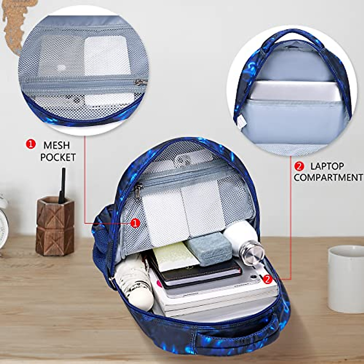 LEDAOU Backpack for Kids Boys School Bags Teen Bookbags Set School Backpack with Lunch Box and Pencil Case (Soccer Ball)