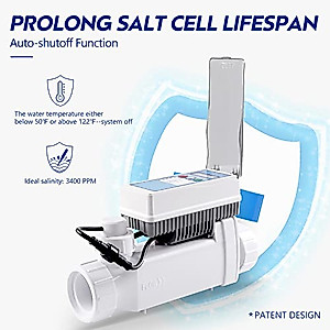 Replacement Salt Cell for Pool- Compatible with Pentair Intellichlor IC40, Independent Flow Switch and Control Box, Up to 40K gallons Salt Pools, 2 Year USA Limited Warranty, BLPTC 40P