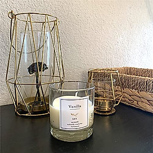 Aromatic Soy Scented Candles Vanilla. Handmade in Glass Jar Covered. Perfect for Gift, Décor, and Parties.