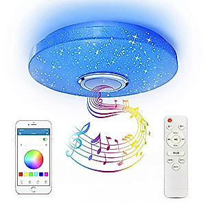 CheDux 36W RGB LED Ceiling Light with Bluetooth Speaker,12 Inch Cool/Warm/White Color Changing Ceiling Lamp with App and Remote Control,Waterproof Ceiling Lights for Child Bedroom Bathroom