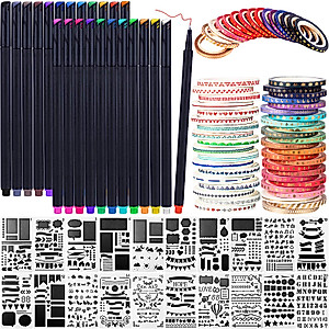 Scrapbooking Supplies Kit Scrapbook Tools and Supplies Journal Stencil Washi Tape and Journal Planner Pen for Journal Notebook Diary DIY Plastic Drawing Template(Style B)