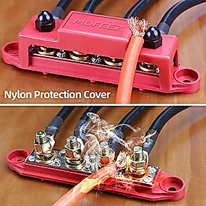 MOFEEZ Busbar Tool Set, Including 4 x 3/8" Power Distribution Block Bus Bar with Cover, Hammer Lug Crimper Tool for 8 AWG - 0000 AWG Battery and Welding Cables