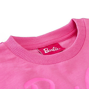 Barbie Girls' Sequined Sweatshirt Kids Long Sleeve Sweater 6 Pink