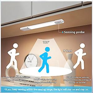 ZZENRYSAM Motion Sensor LED Closet Lights, Under Cabinet Lights, Battery Operated Cabinet Lighting, USB Rechargeable Magnetic Wireless Under Counter Lights for Kitchen, Stairs, Hallway(Type A, 2 Pack)
