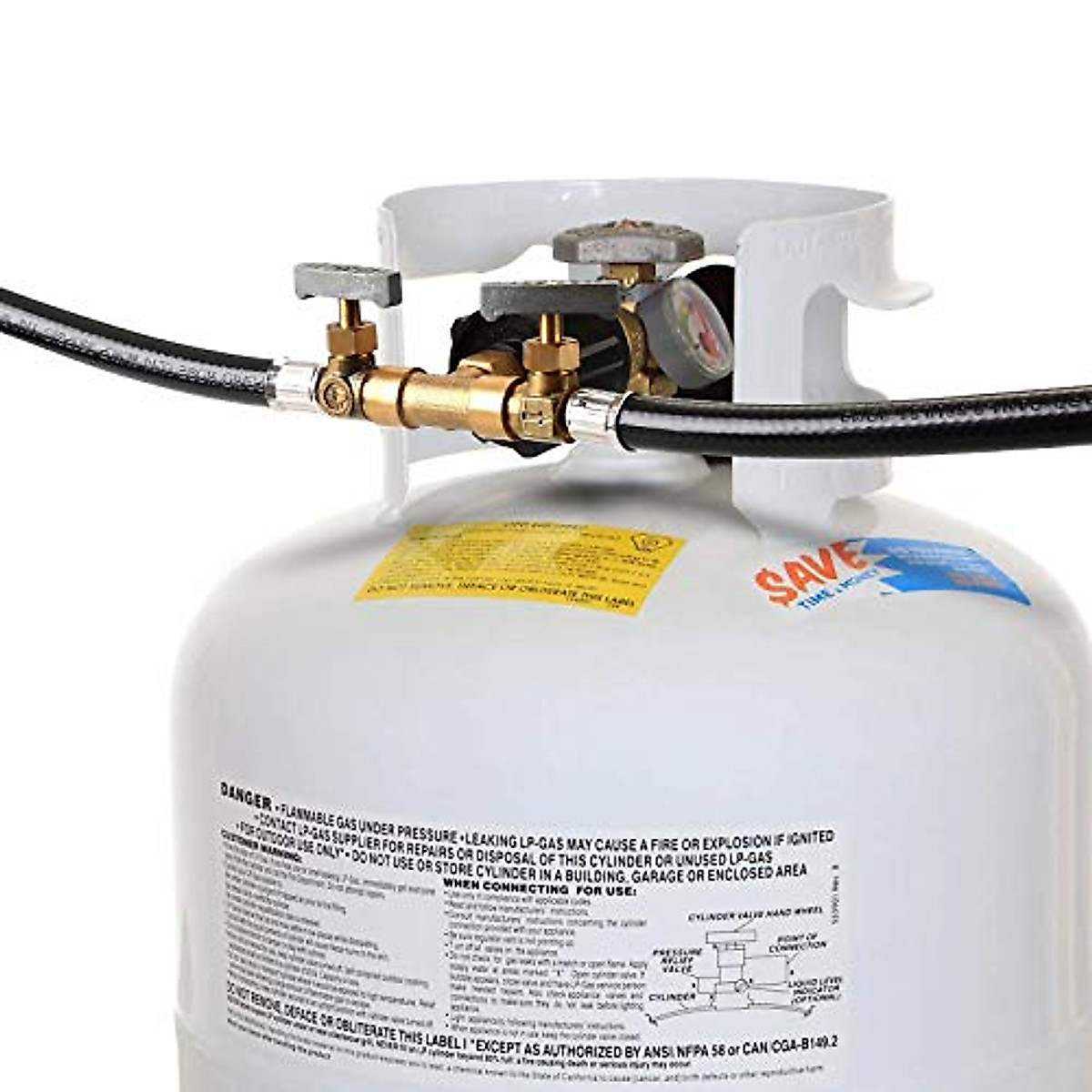 WADEO Bundle - 2 Items-5 FT Y Splitter CGA Propane Tank Converter Adapter Hose - Upgraded Propane Tank Gauge Level Indicator for 5-40 lb Propane Tank