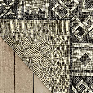 Antep Rugs Patio 6x9 Outdoor/Indoor Southwest Aztec Native Area Rug (Gray, 6'7" x 9')