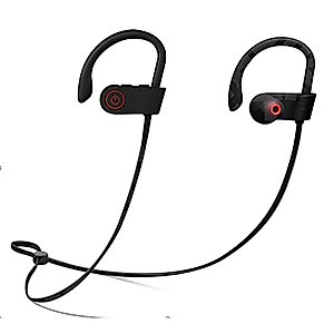 Bluetooth headphones Wireless Earbuds Bluetooth 5.0 running headphones IPX7 Waterproof Neckband Earphones with 8 Hrs Playtime CVC 6.0 Noise Cancellation Headsets for Running Sports Workout Gym (Black)